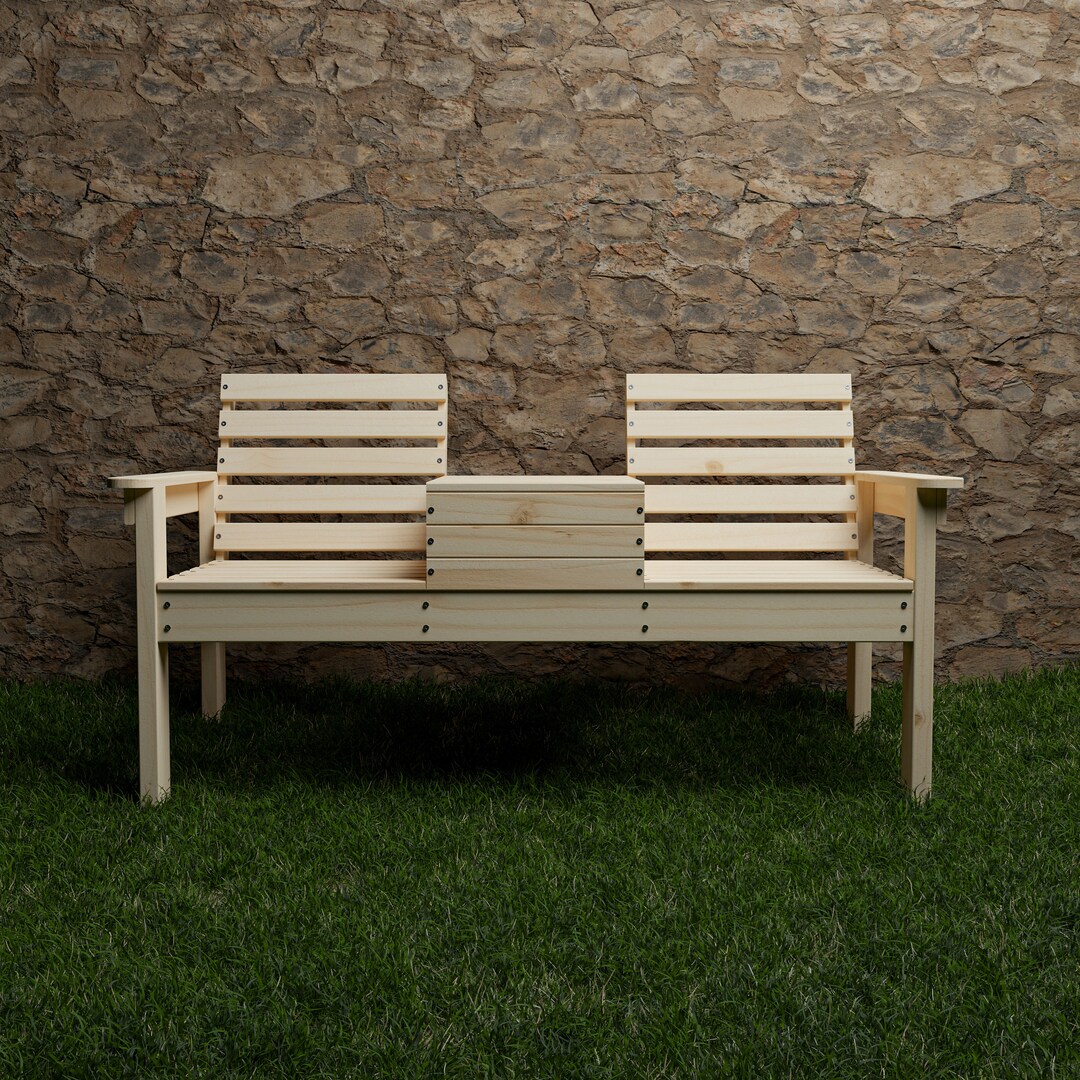 2 Seat Bench Table - Outdoor Bench Plans 62"x30"x34.5" - Digital Build ...