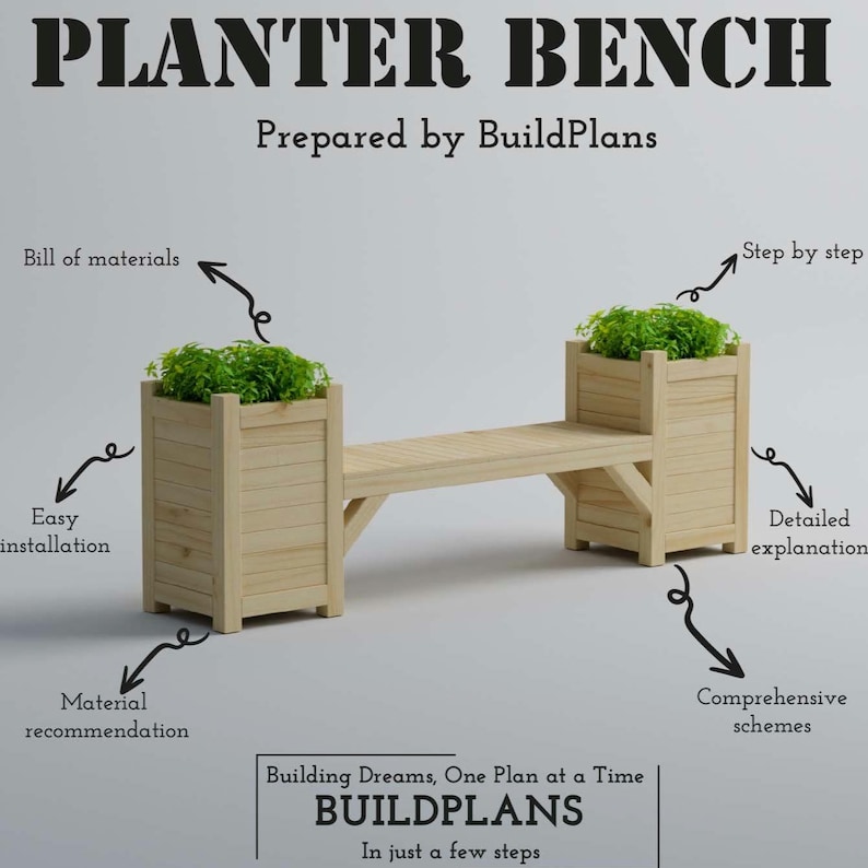 Planter Bench DIY Plans – Outdoor Garden Bench (digital Download ...