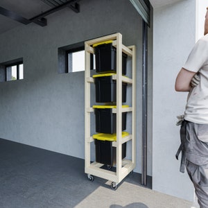 Digital Tote Storage Plans: Mobile Garage Rack, Rolling Tutorial, DIY ...