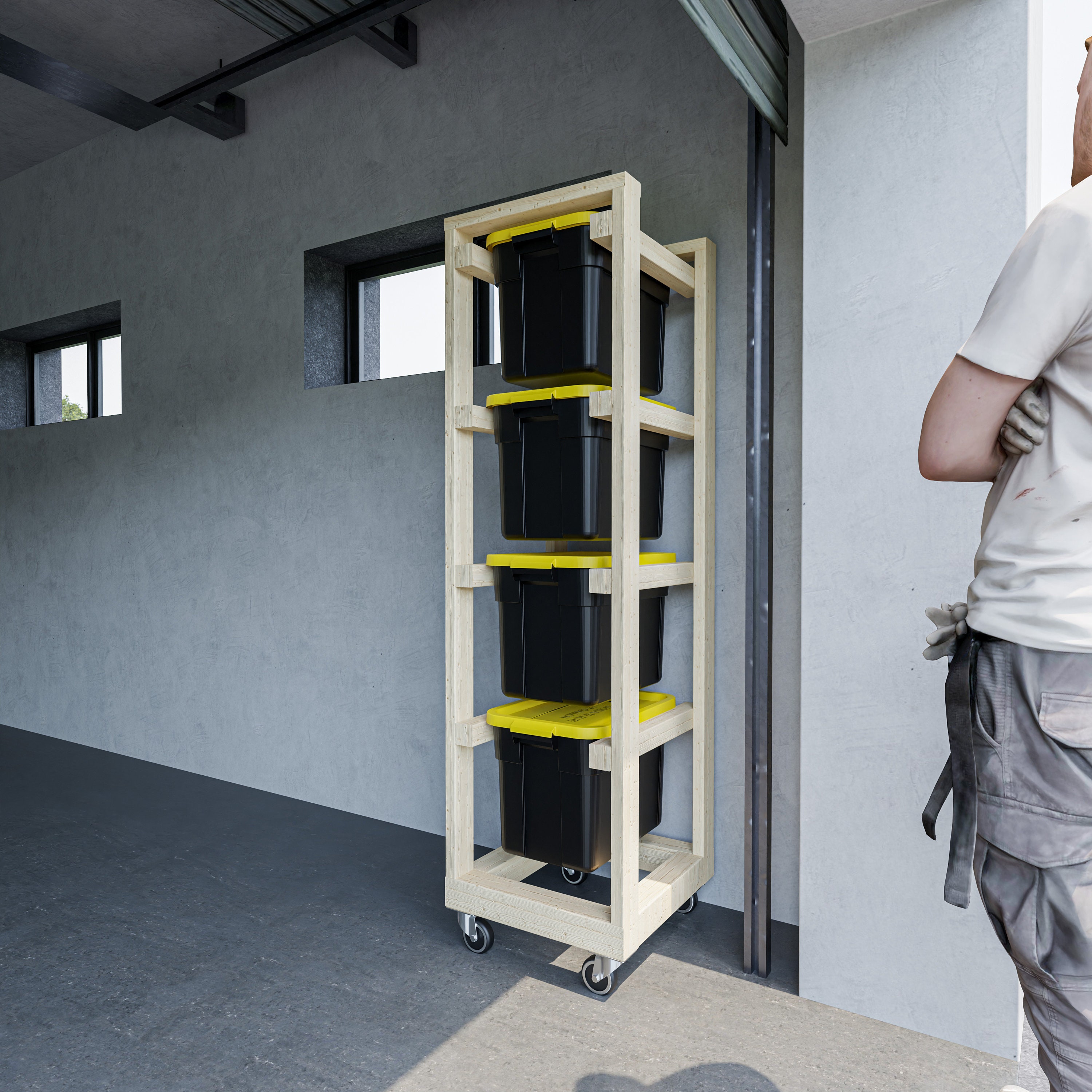 Digital Tote Storage Plans: Mobile Garage Rack, Rolling Tutorial, DIY ...