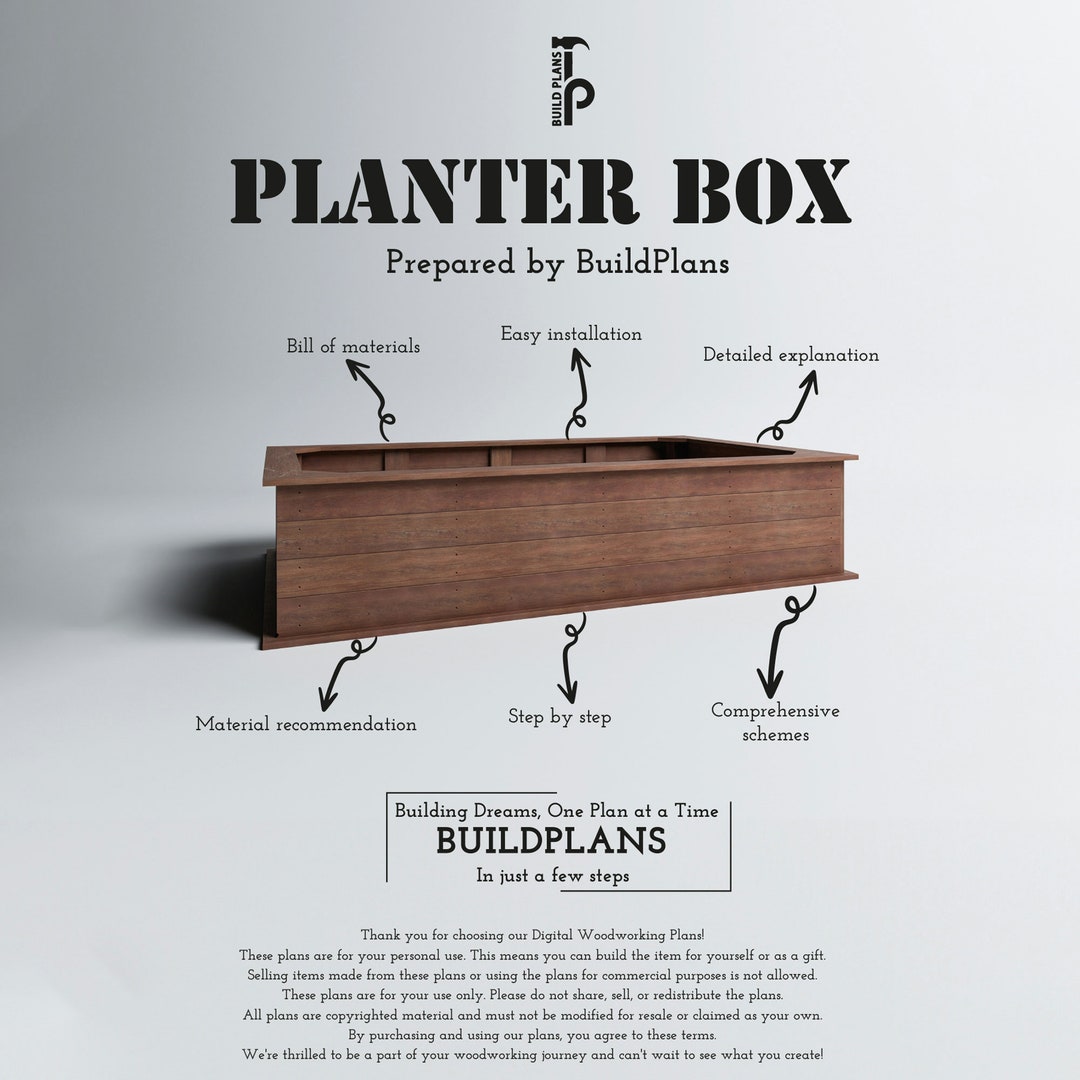 Raised Planter Box Plans - 82"x52''x19.5" - DIY Plant Woodworking ...
