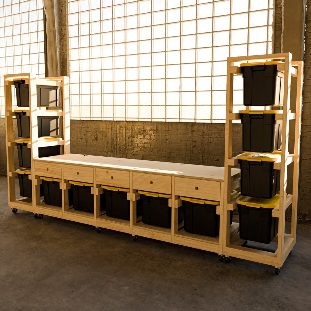 Tote Storage Rack With Workbench Plan - Digital Build Plans - Etsy