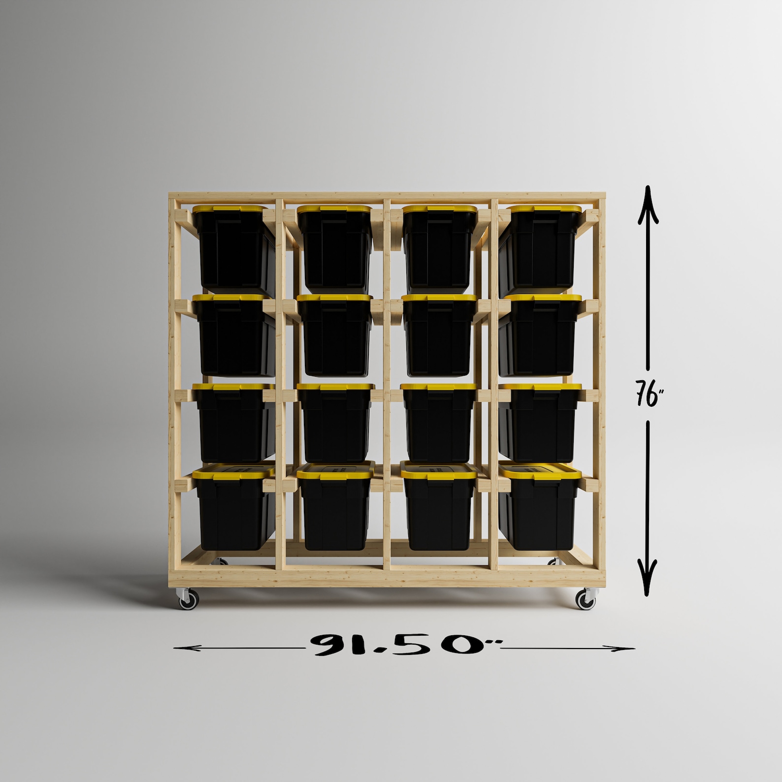 Mobile Garage Storage Bin Plans: DIY 27-gallon Shelving (digital Build ...