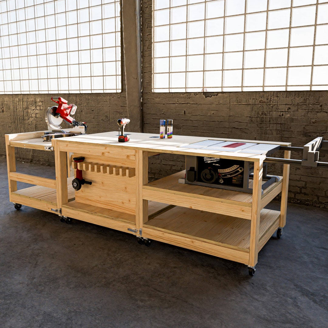 All in One Workbench - DIY Build Plans for Milwaukee Miter Saw Table ...