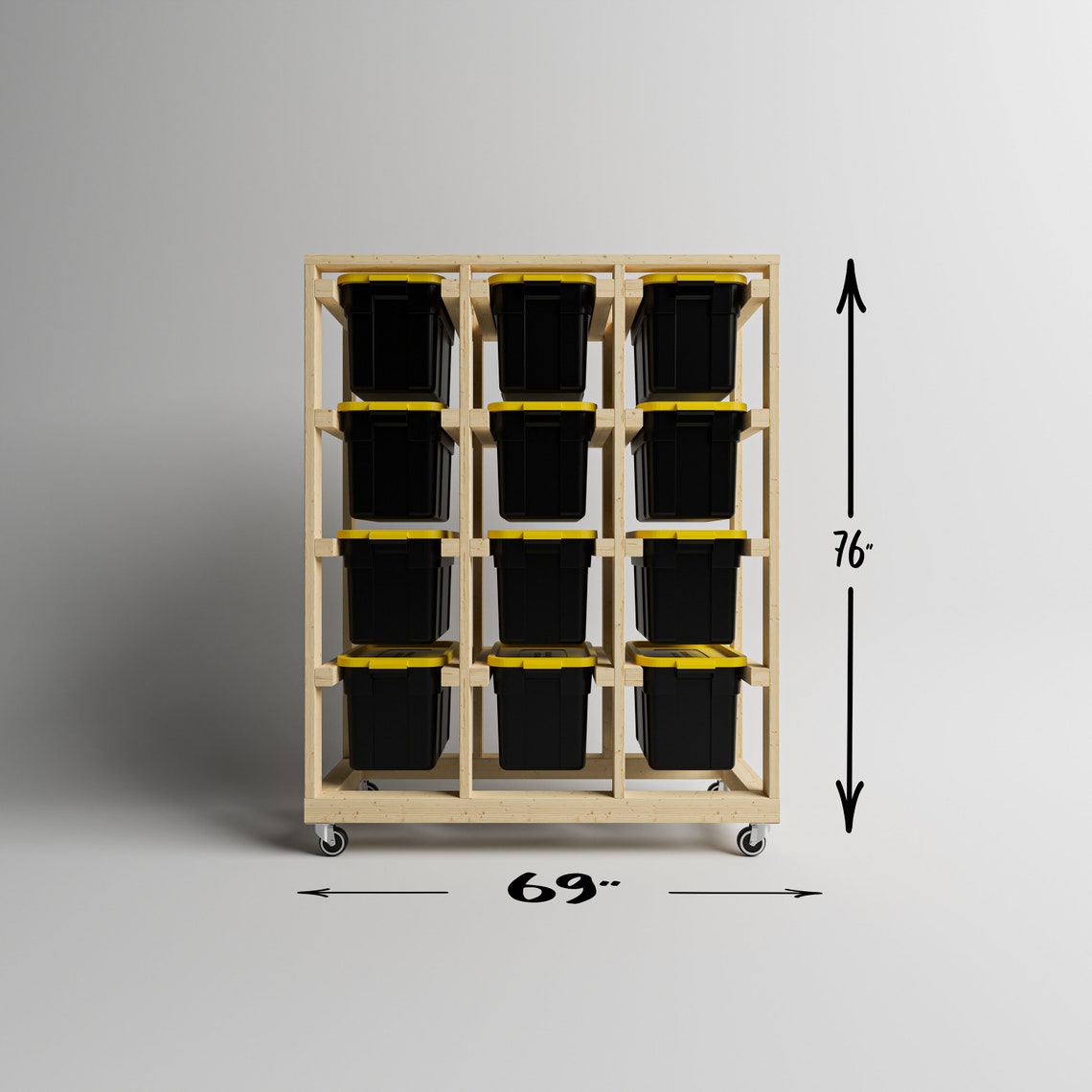 Tote Storage Shelf Garage Shelves Plans 27 GAL 3x4 Digital Build Plans ...