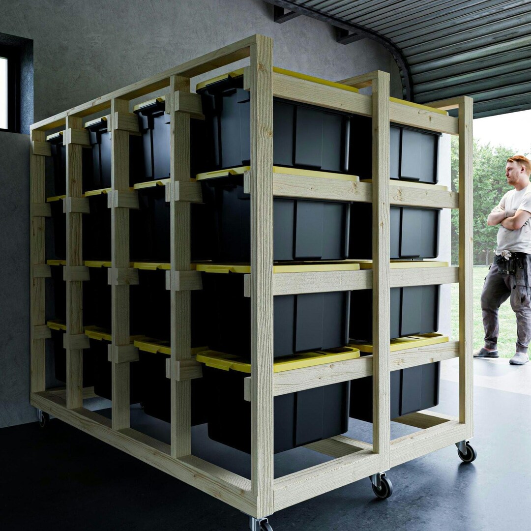DIY Tote Storage Rack Plans: Garage Shelving System (digital Download ...