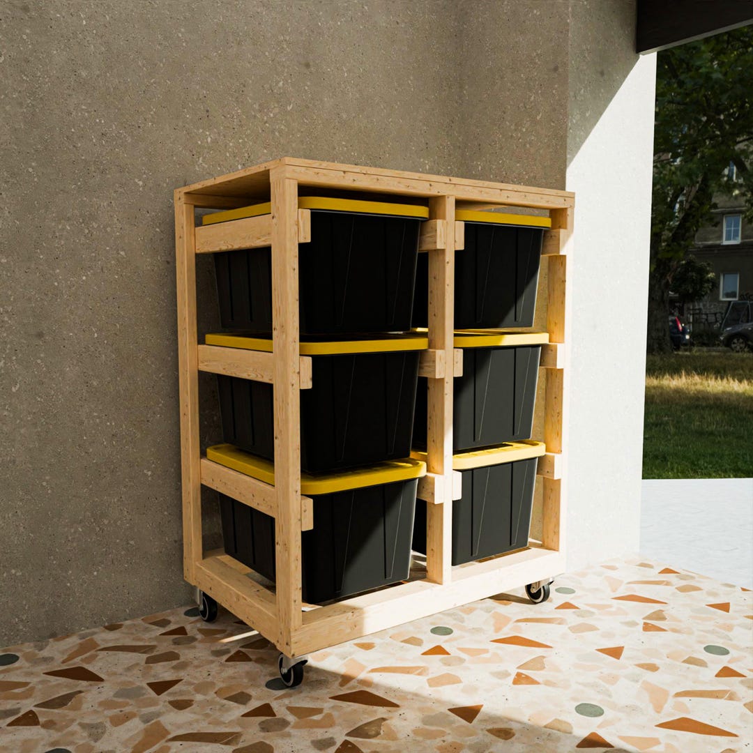 Mobile Bin Storage Rack, 27 Gallon, DIY Build Plans (digital Download ...