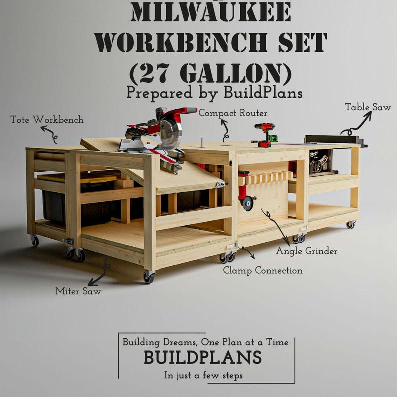 Milwaukee Workbench Set With Storage Plans - Tote Storage 27 Gal ...