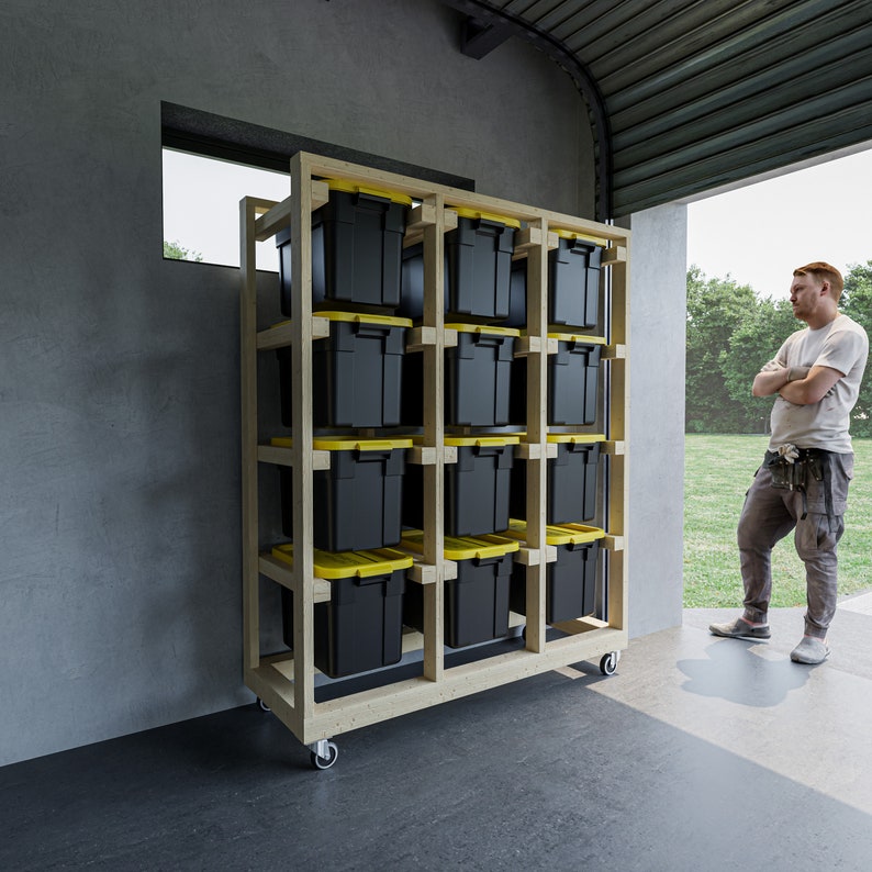 Tote Storage Shelf Garage Shelves Plans 27 GAL 3x4 Digital Build Plans ...