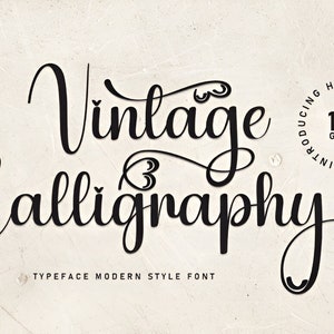 Vintage Calligraphy Font Digital Download, Elegant Script Typeface ...