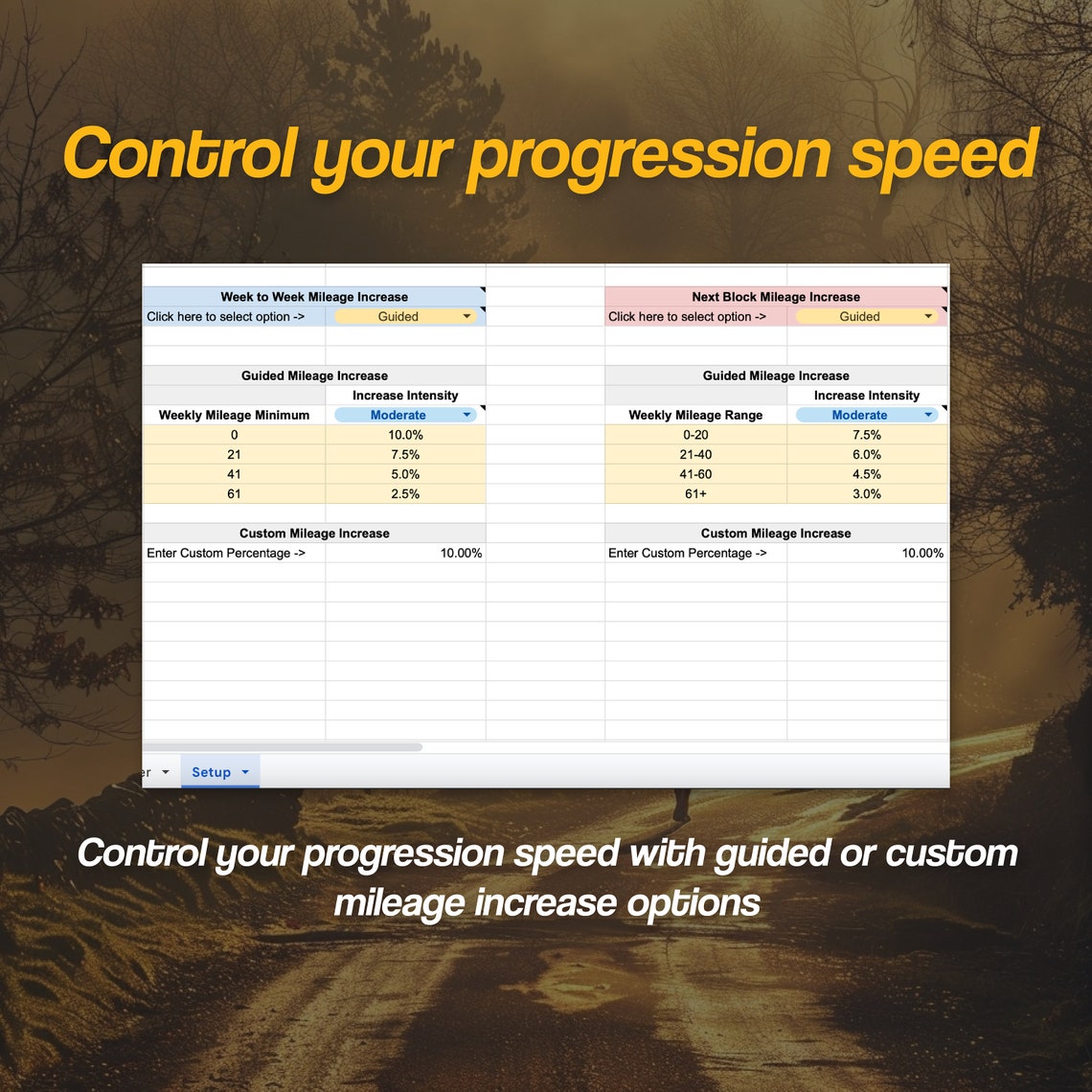 Dynamic Personalized 4-week Running Plan | Custom Mileage Google Sheets ...