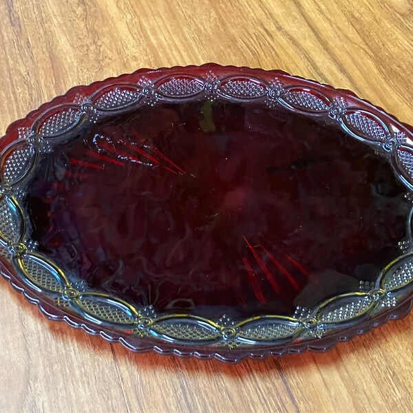 Ruby Glass Platter - Etsy