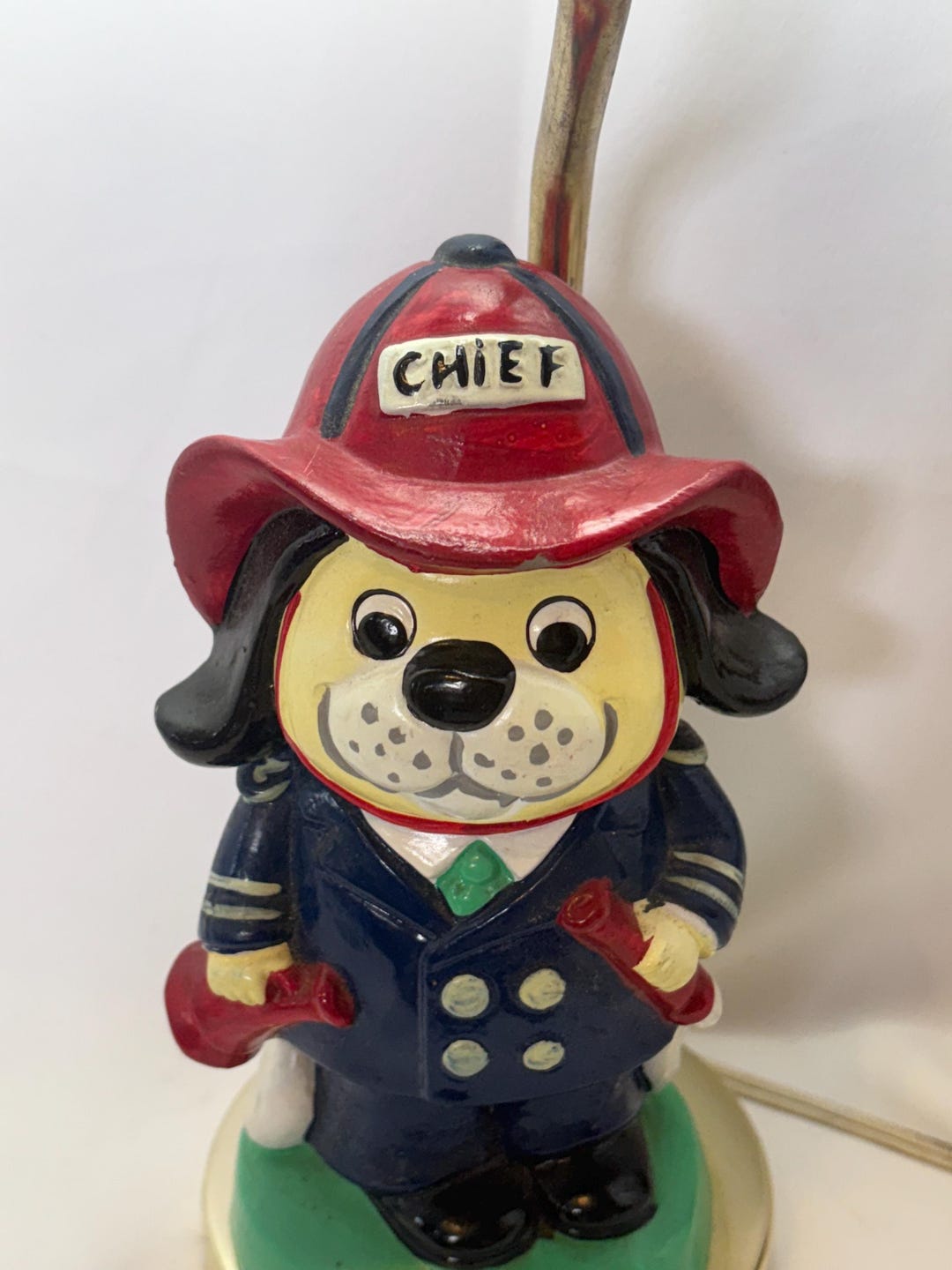 Vintage Fire Chief Fire Dog Rare Table Lamp Tested Works Boys Room ...