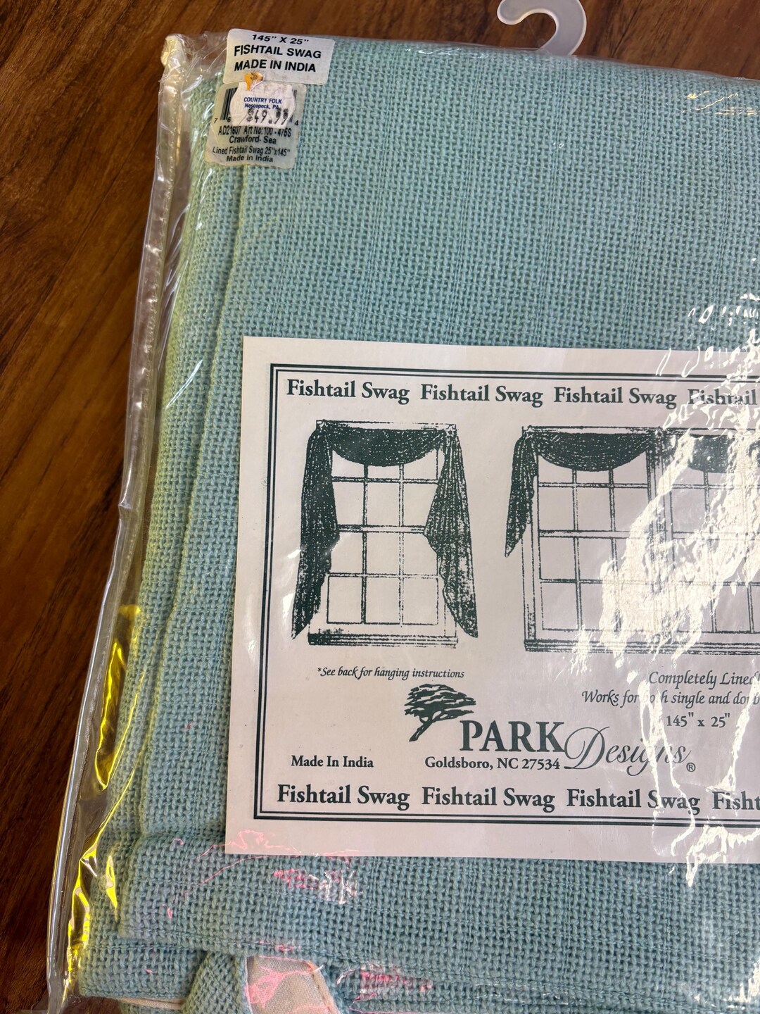New Park Design Sea Blue Fishtail Lined Swag Curtain One 45” X 25” - Etsy