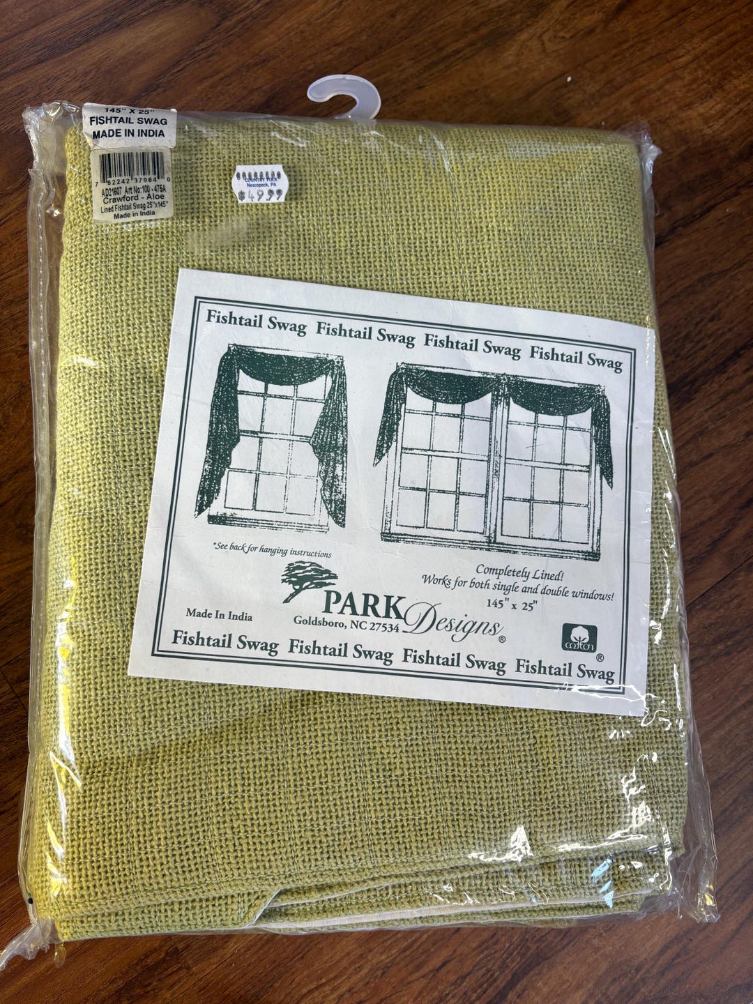 New in Package Green Fishtail Swag Lined Curtains, 145 X 25 by Park ...