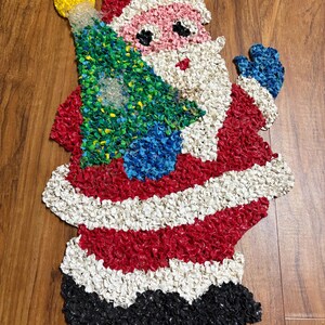Rare Vintage Plastic Popcorn Santa Claus & Christmas Tree 21x19 Inch - Etsy