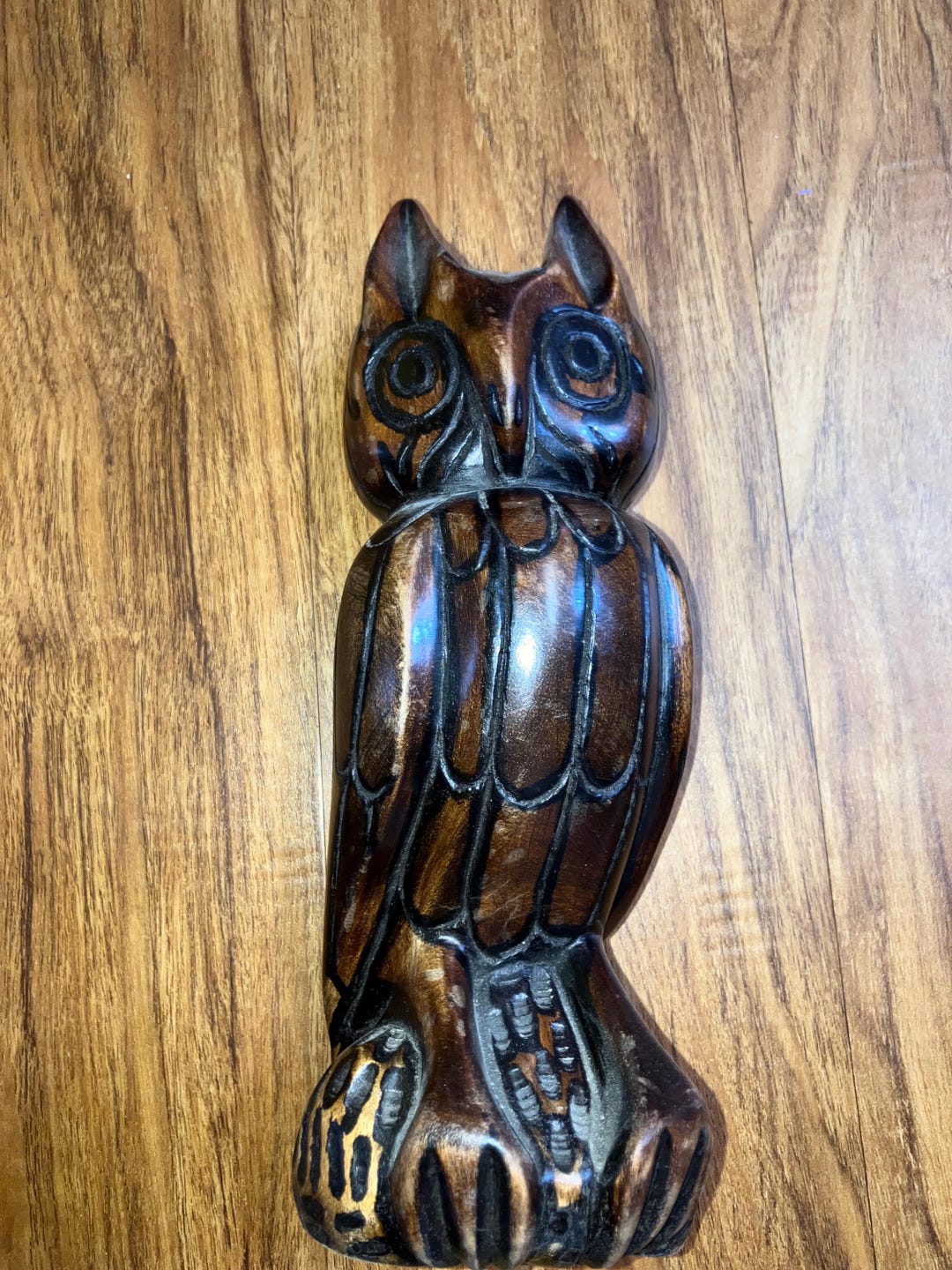Vintage 12 Inch Handcarved Wooden Owl, Statue Figure - Etsy