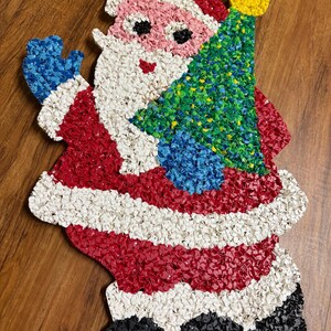 Rare Vintage Plastic Popcorn Santa Claus & Christmas Tree 21x19 Inch - Etsy
