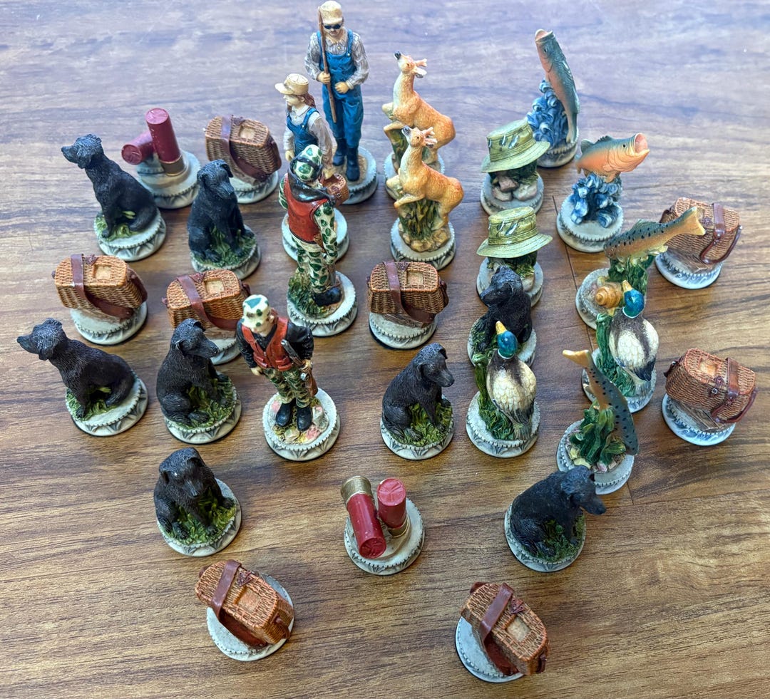 Vintage 32 Piece Outdoorsmen Hunting Fishing Chess Set Pieces - Etsy