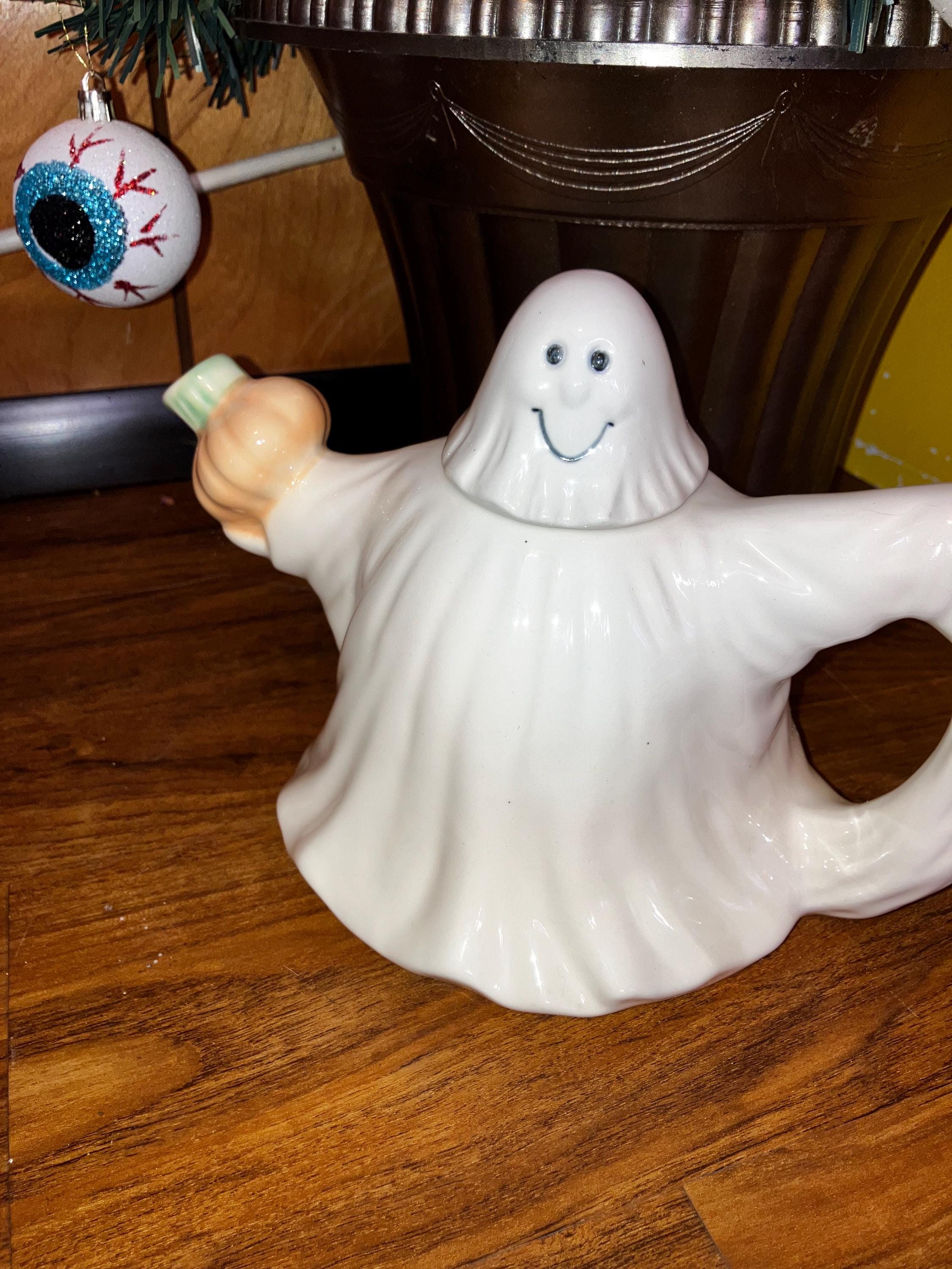 Rare Vintage Halloween Teapot Ghost Holding a Pumpkin - Etsy