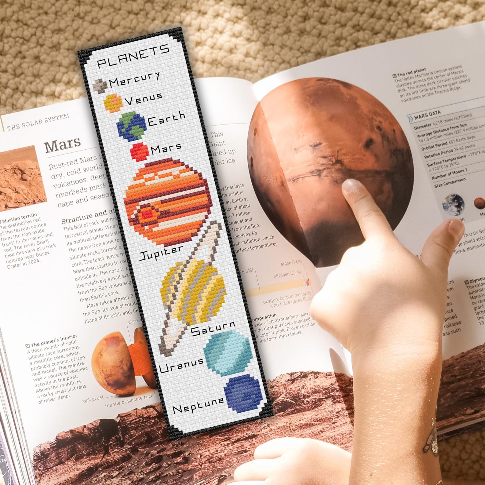 Solar System Bookmark Cross Stitch Patterns, Set of 2: Planets, Sun ...