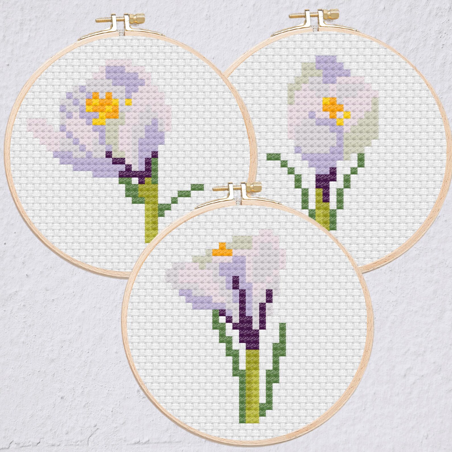 White Crocuses Cross Stitch Pattern - Modern Cross Stitch Pattern ...