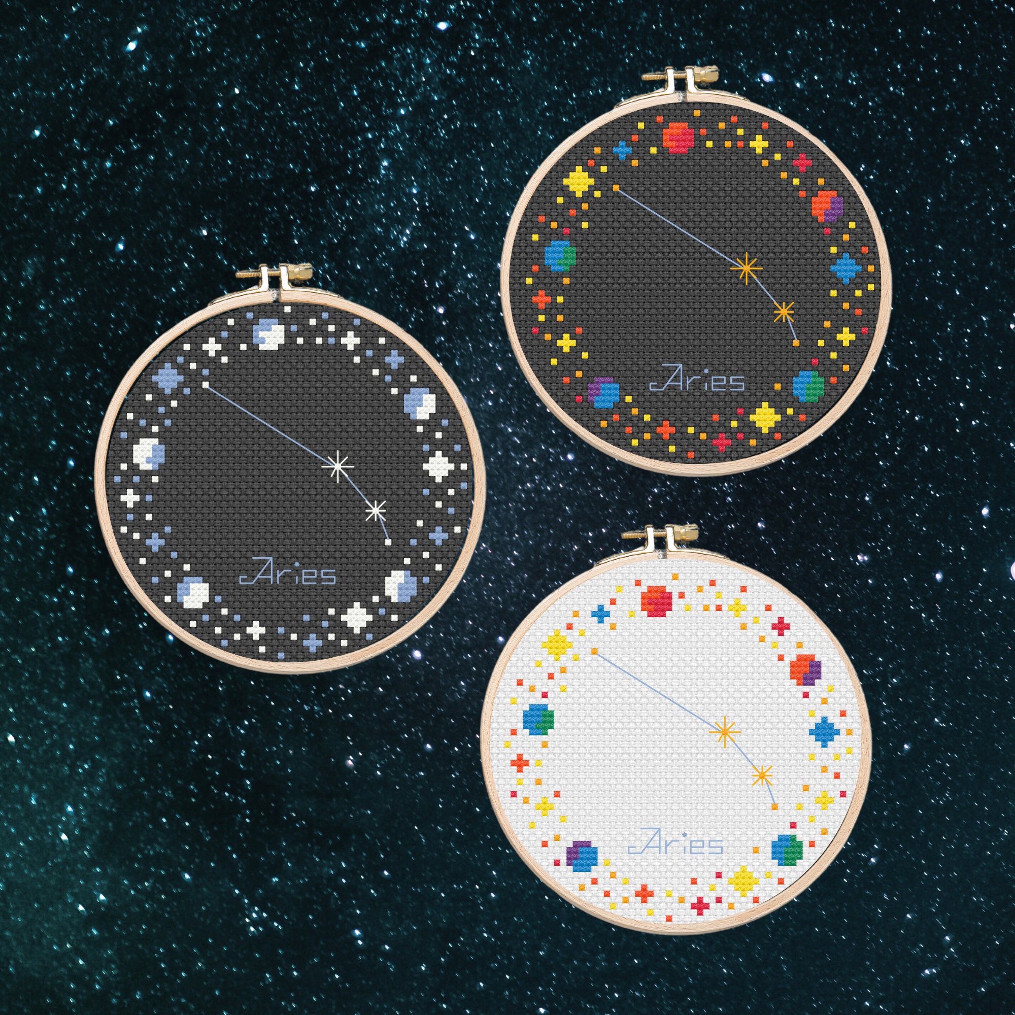 Aries Constellation Cross Stitch Pattern: Zodiac Space Design (PDF ...