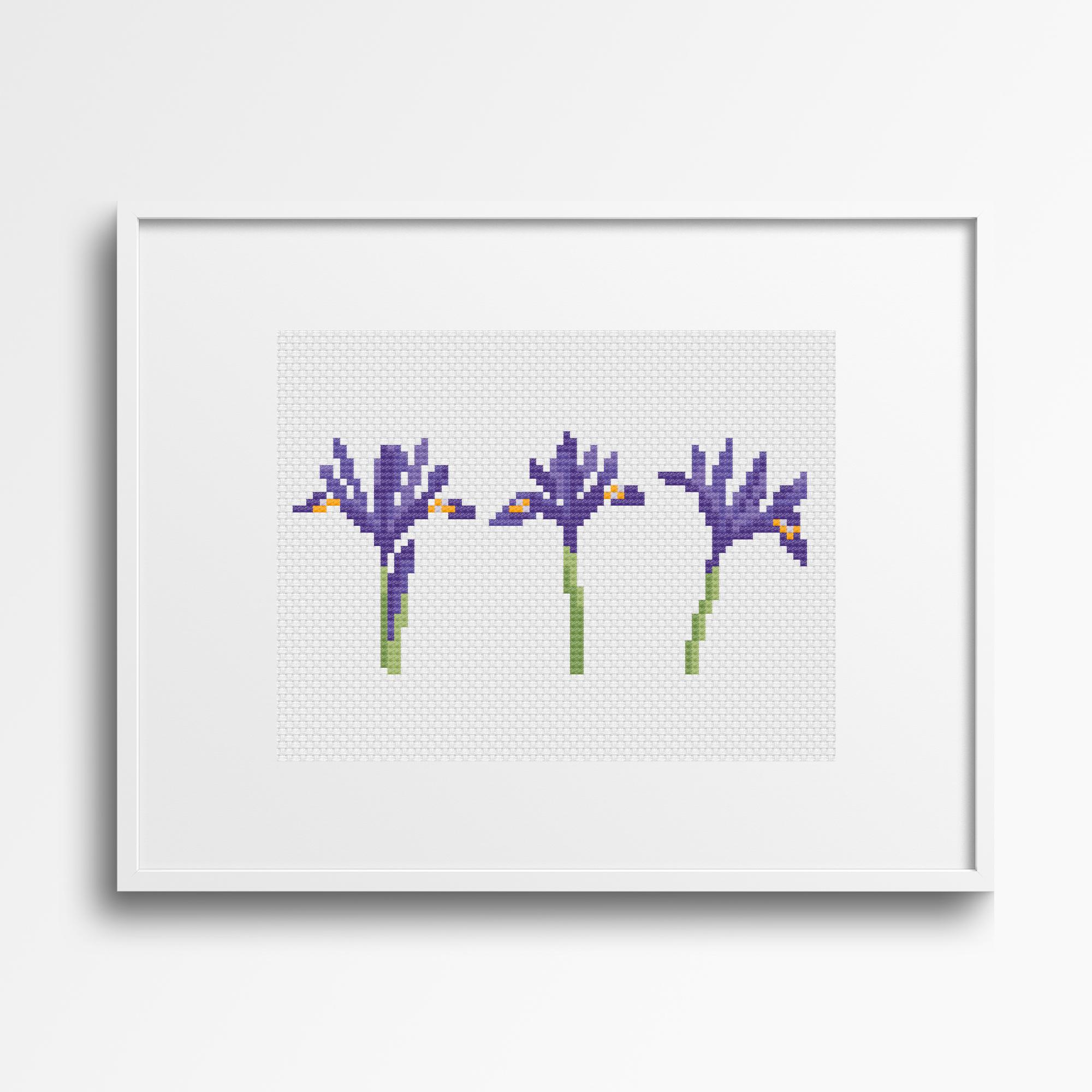 Small Spring Flowers Cross Stitch Pattern Bundle - Daffodils, Iris ...