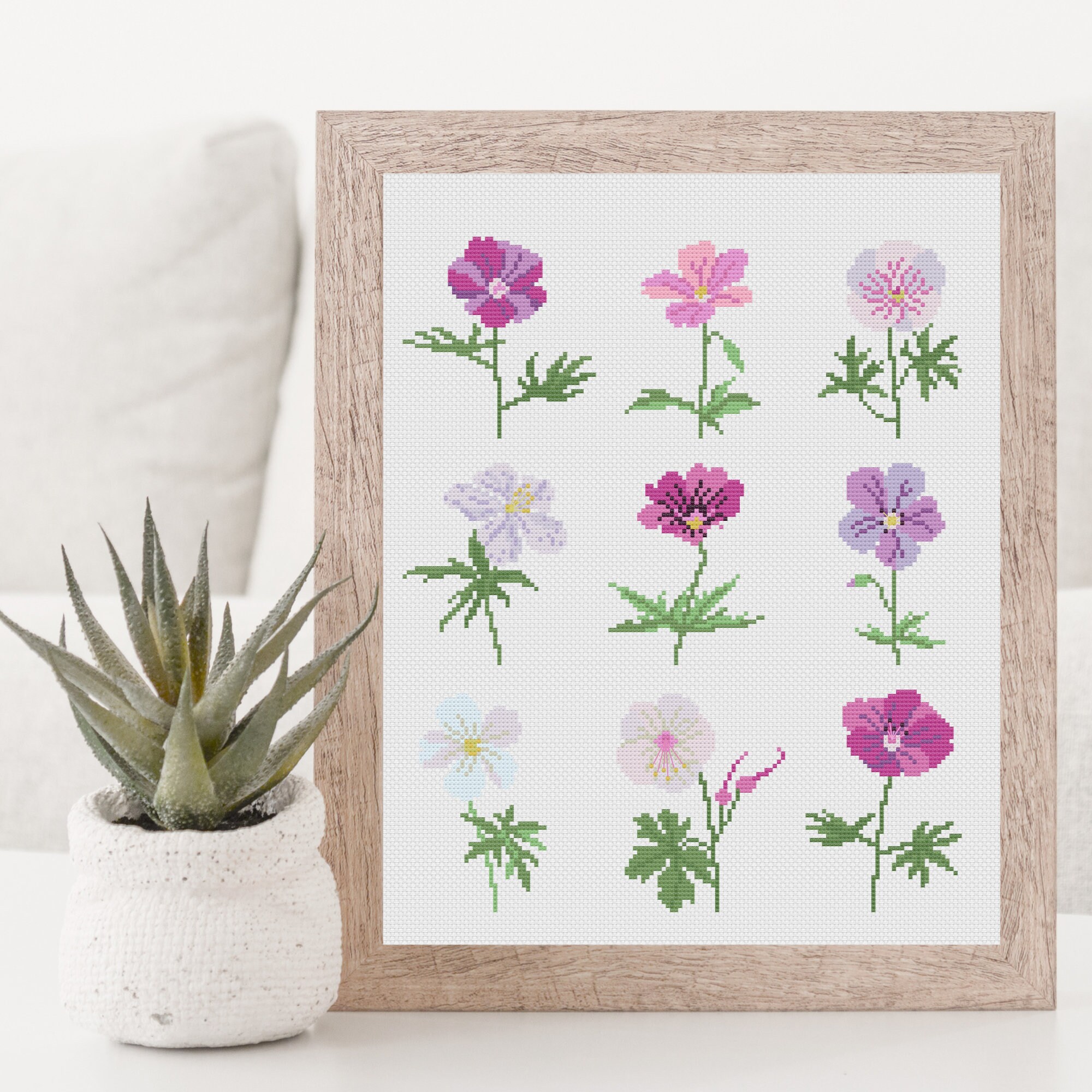 Geranium Sampler Cross Stitch Pattern: Cottagecore Floral (PDF Download ...