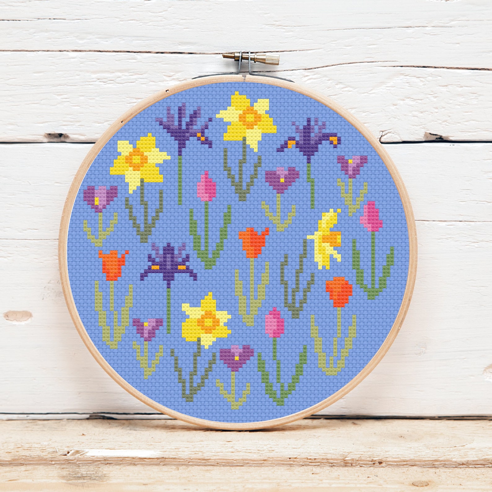 Mini Spring Flowers Garden 6 Inch Cross Stitch Pattern - Modern Cross ...