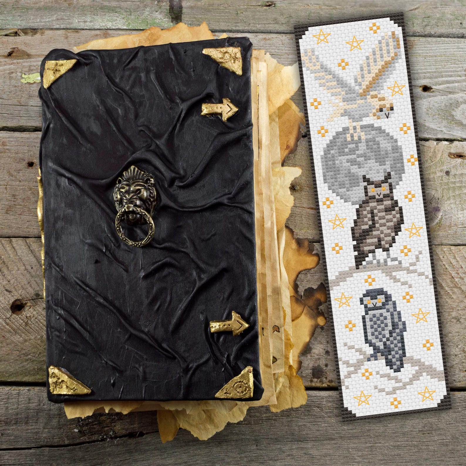 Owl Gathering Bookmark Cross Stitch Patterns: Moonlit Tree, Set of 2 ...