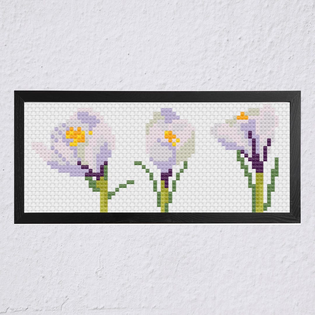 White Crocuses Cross Stitch Pattern - Modern Cross Stitch Pattern ...