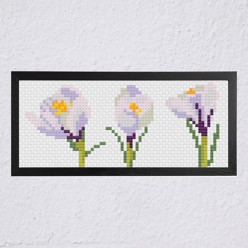 White Crocuses Cross Stitch Pattern - Modern Cross Stitch Pattern ...