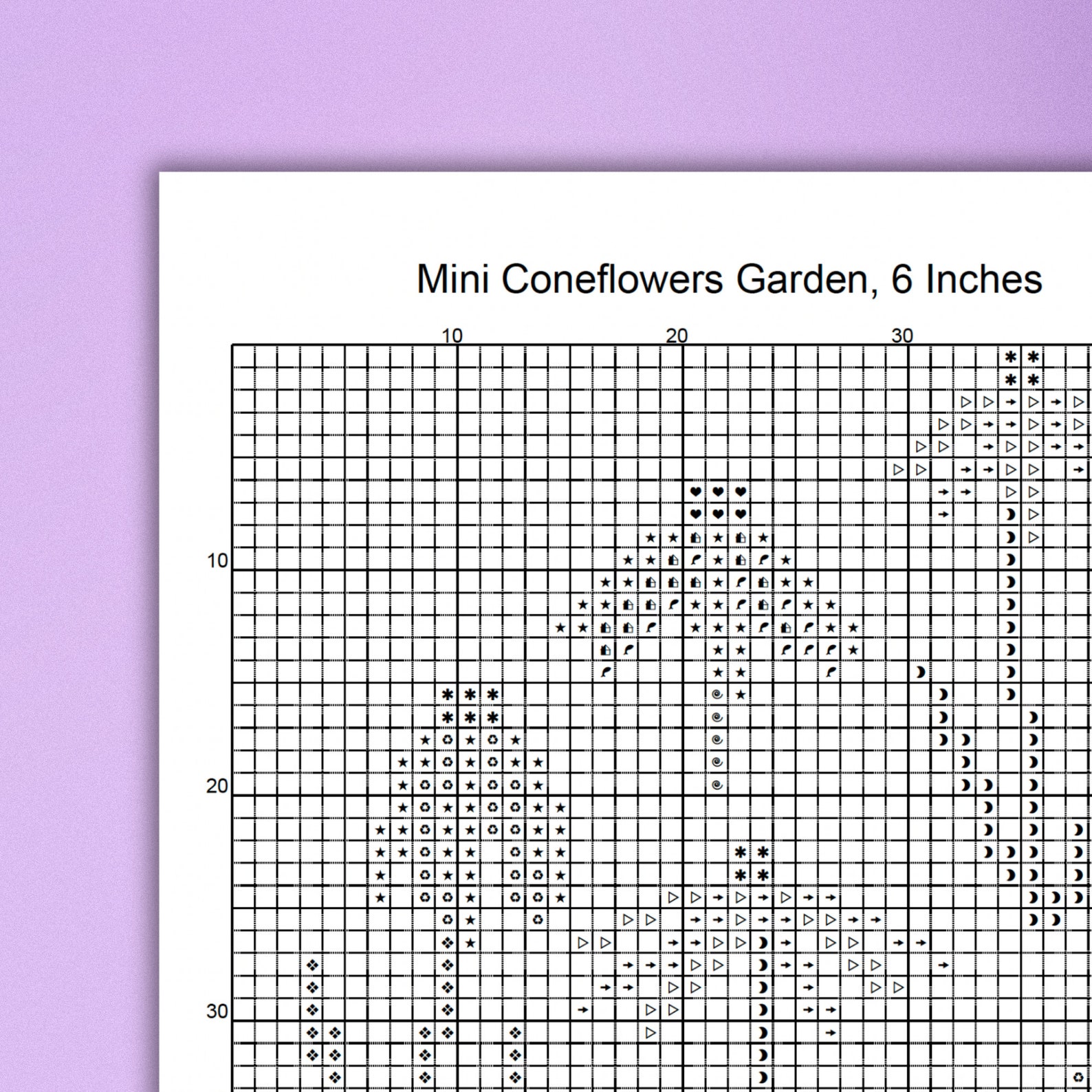 Mini Coneflowers Garden 6 Inch Cross Stitch Pattern - Modern Cross ...