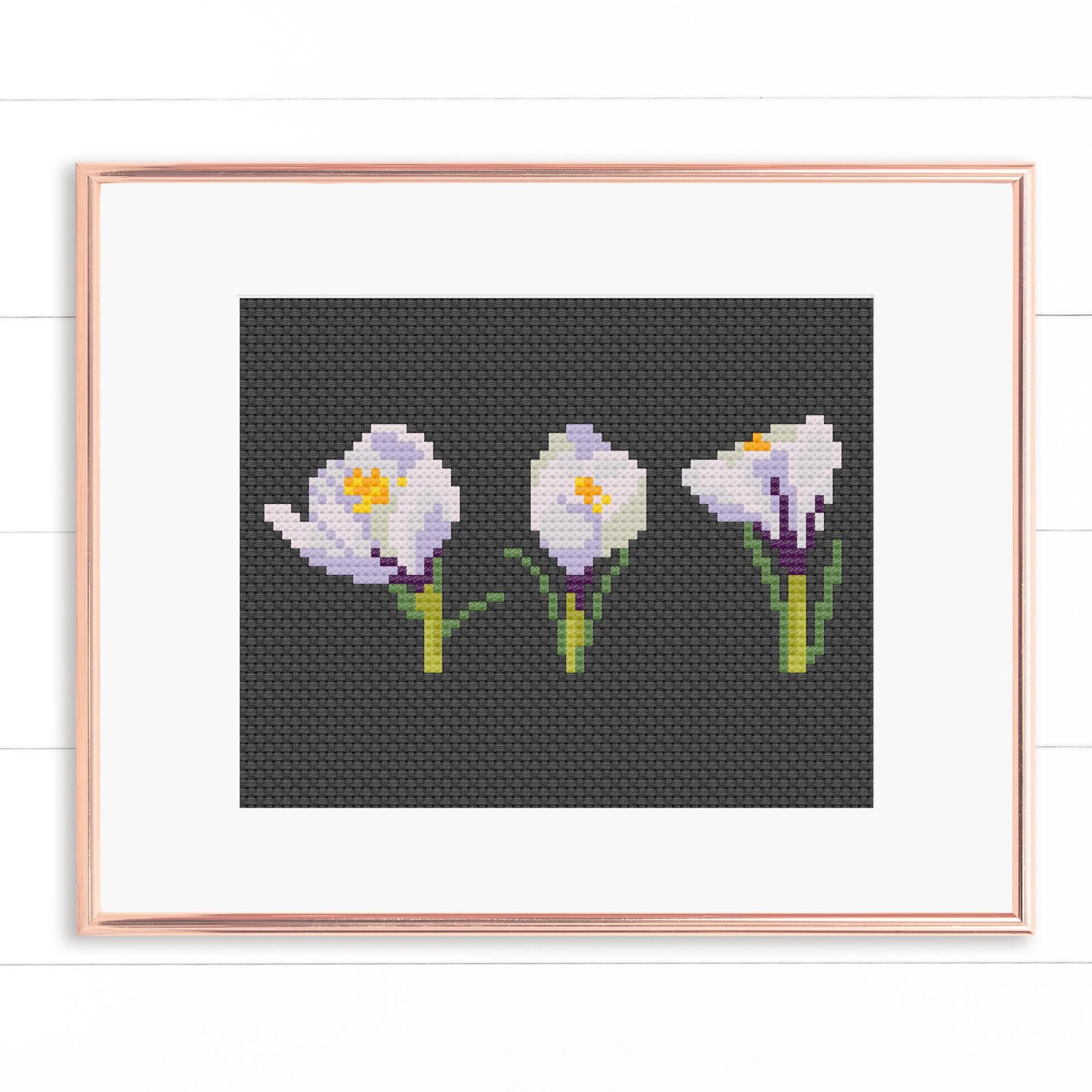 White Crocuses Cross Stitch Pattern - Modern Cross Stitch Pattern ...