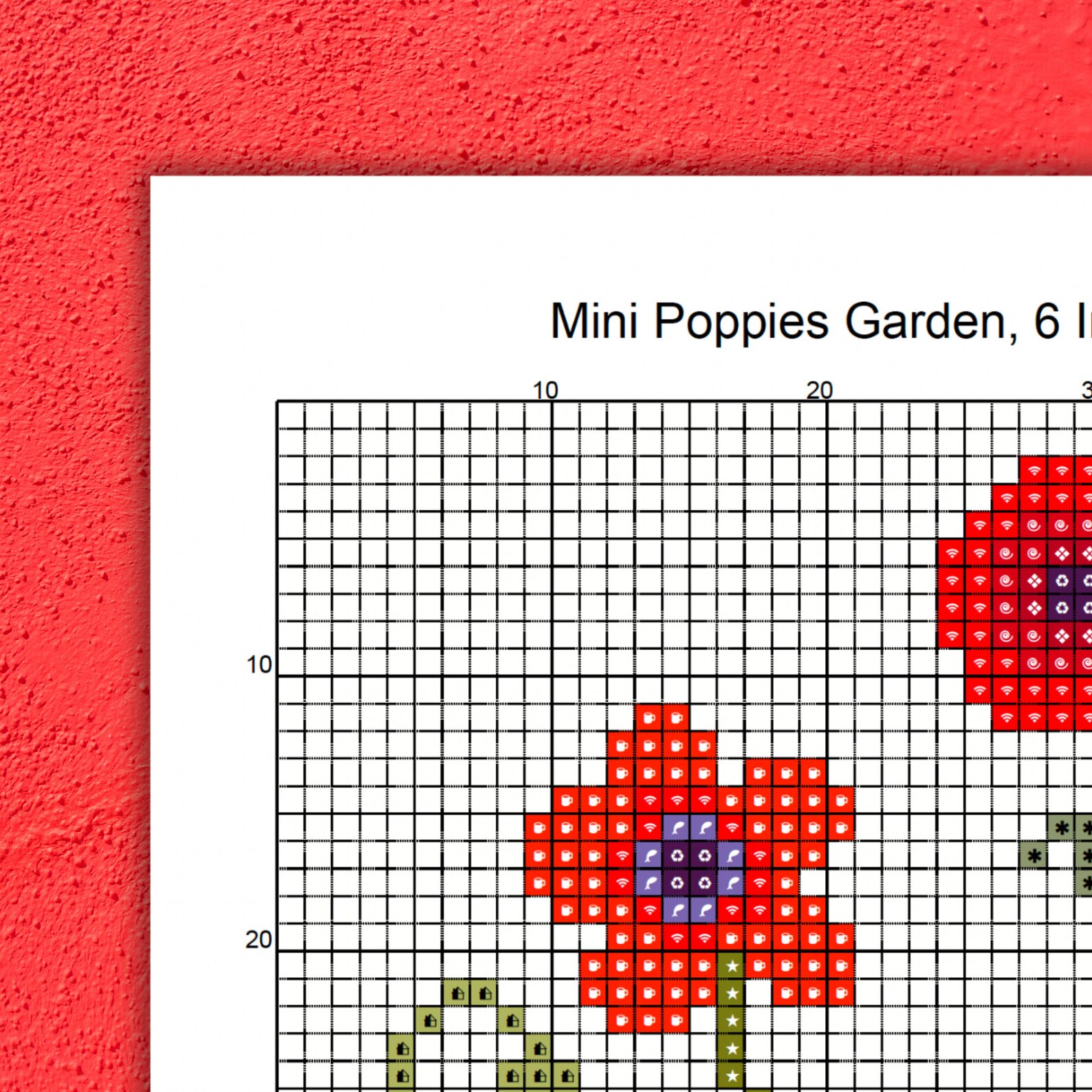 Mini Poppies Garden Cross Stitch Pattern: 6 Inch Flower Sampler (PDF ...