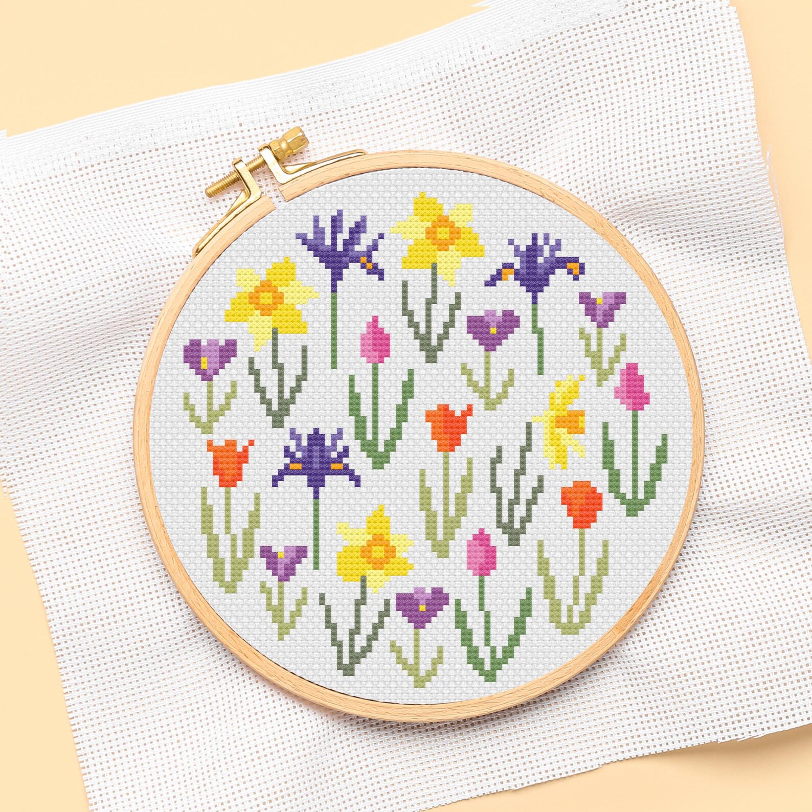 Mini Spring Flowers Garden 6 Inch Cross Stitch Pattern - Modern Cross ...