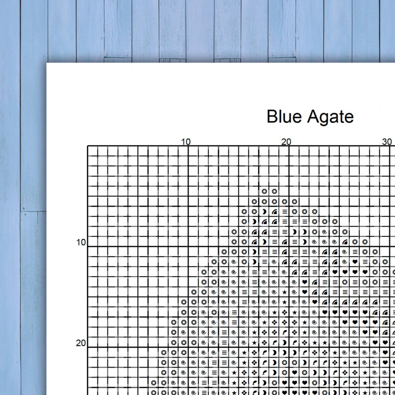 Blue Agate Cross Stitch Pattern: Modern Gemstone Design (PDF) - Etsy
