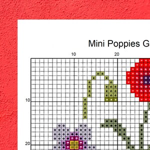 Mini Poppies Garden 4 Inch Cross Stitch Pattern Modern Cross Stitch ...