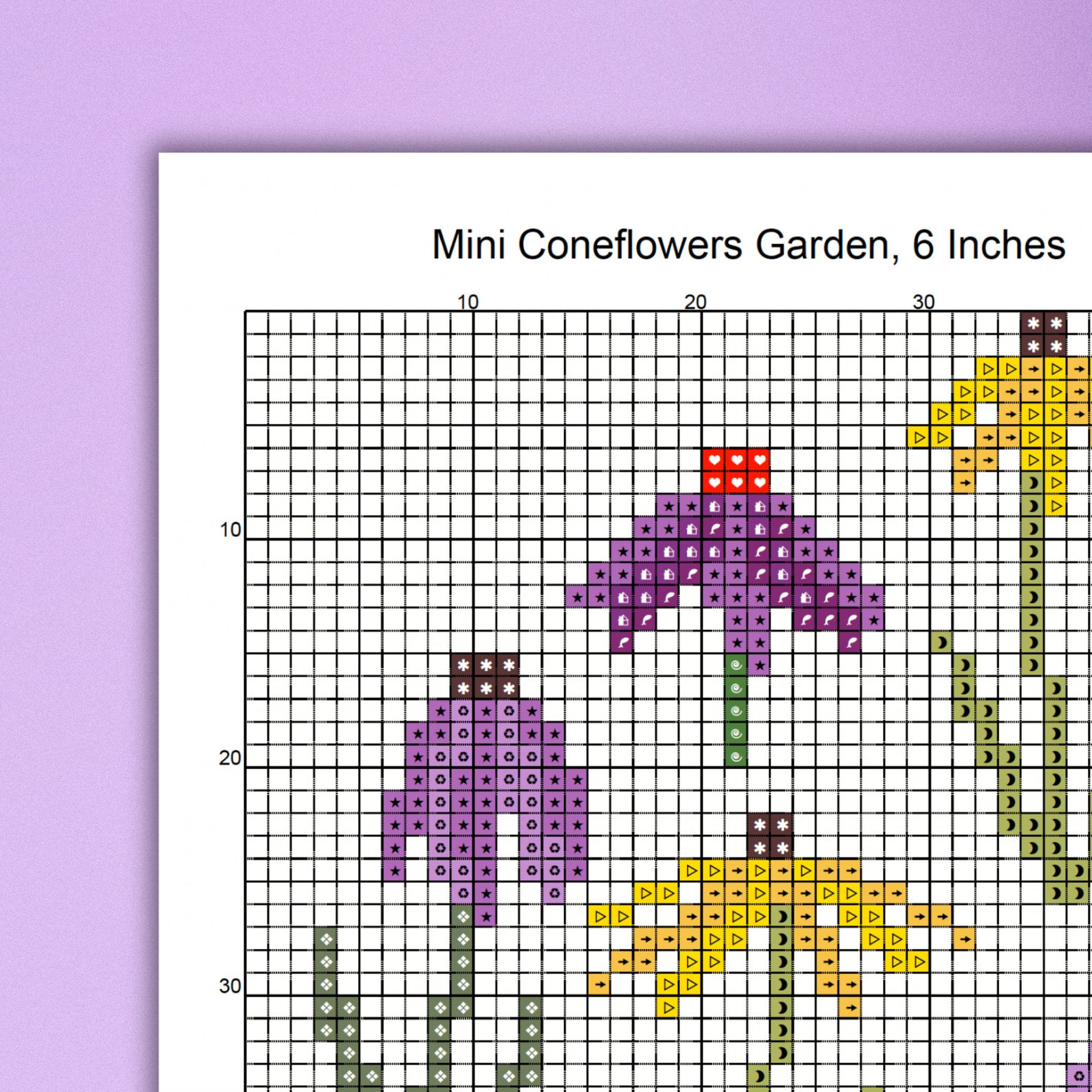 Mini Coneflowers Garden 6 Inch Cross Stitch Pattern - Modern Cross ...