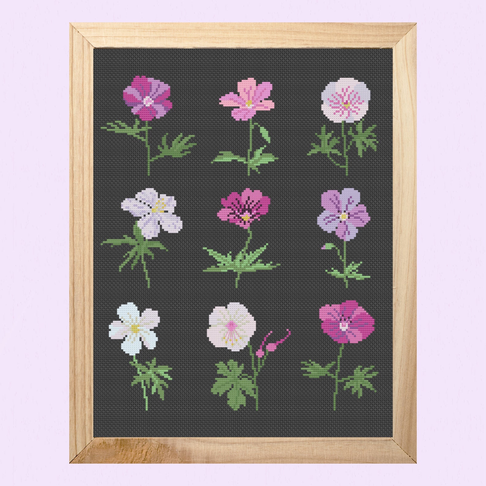 Geranium Sampler Cross Stitch Pattern: Cottagecore Floral (PDF Download ...