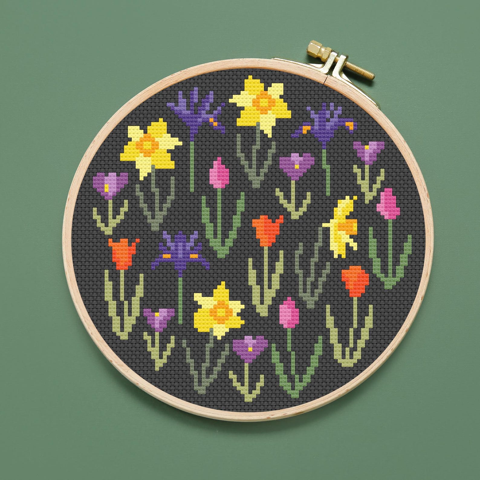 Mini Spring Flowers Garden 6 Inch Cross Stitch Pattern - Modern Cross ...
