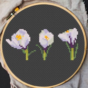 White Crocuses Cross Stitch Pattern - Modern Cross Stitch Pattern ...