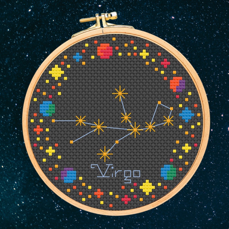 Virgo Constellation Cross Stitch Pattern: Modern Astrology Design (PDF ...