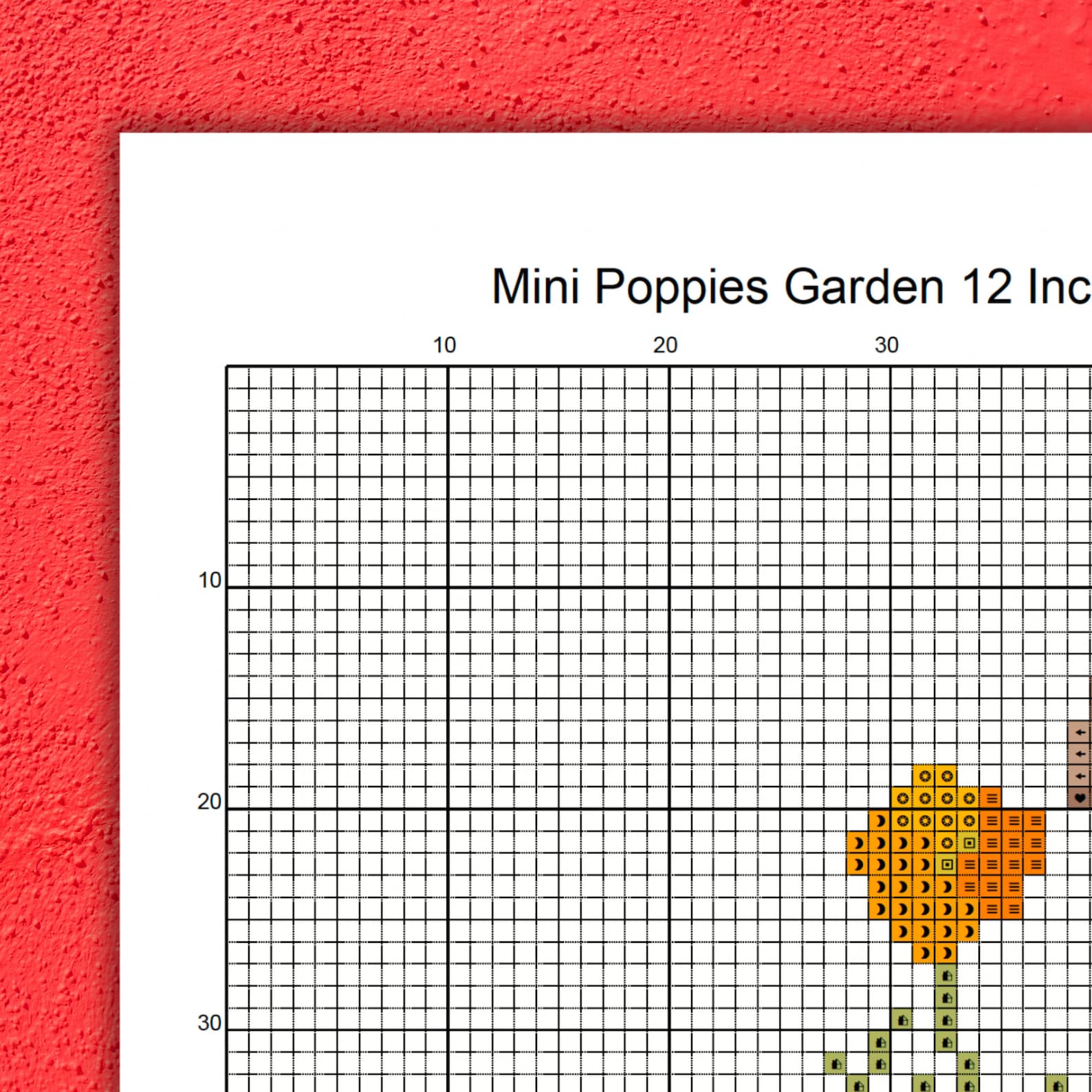 Mini Poppies Garden 12 Inch Cross Stitch Pattern - Modern Cross Stitch ...