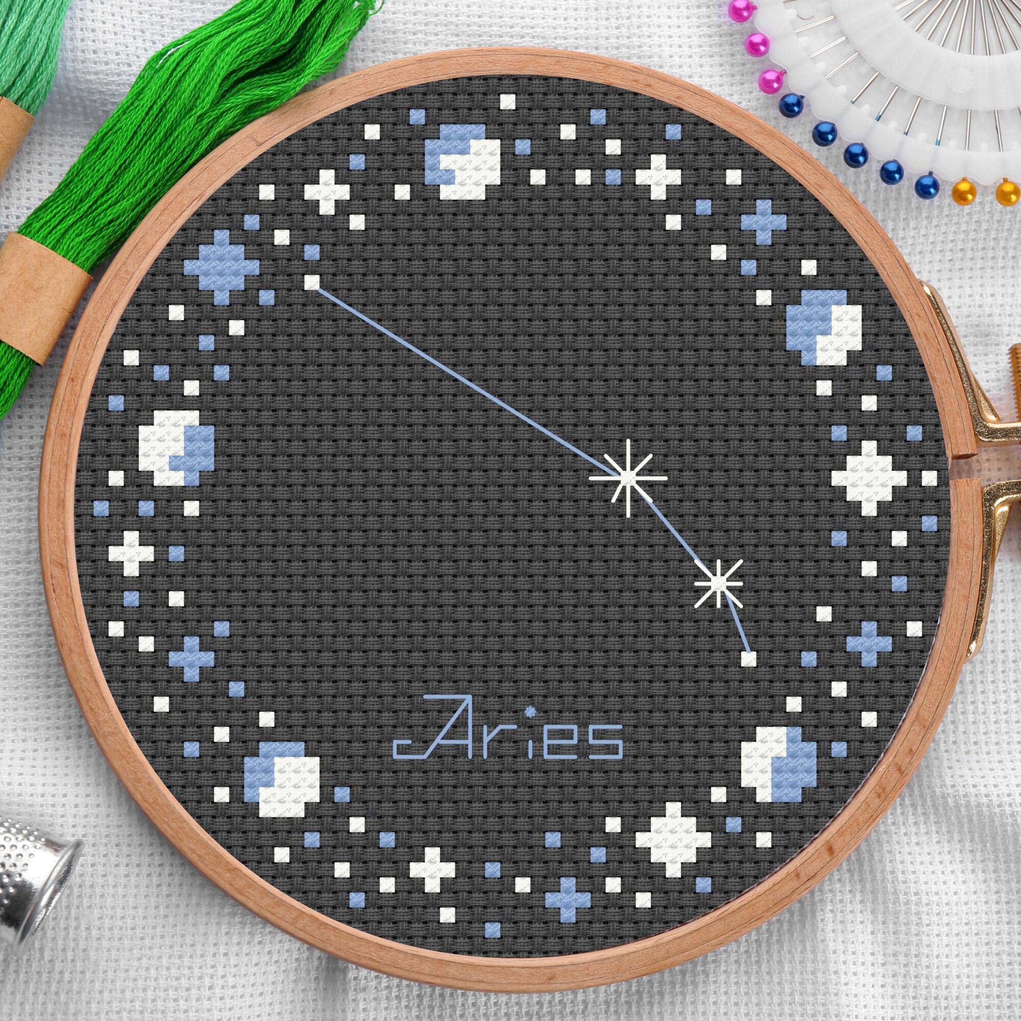 Aries Constellation Cross Stitch Pattern: Zodiac Space Design (PDF ...