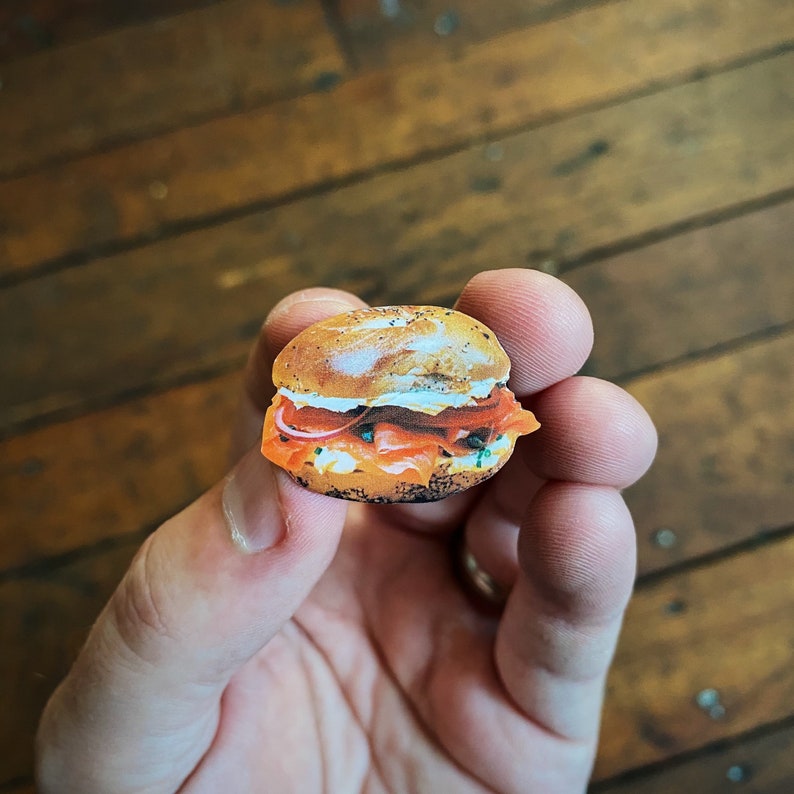 Bagel and Lox Full Color Enamel Pin | Etsy