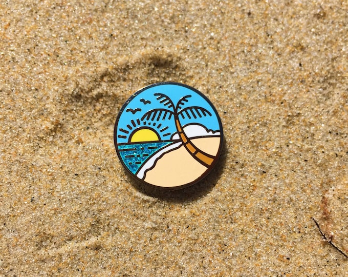 Serene Shore Postage Stamp Enamel Pin / Lapel Pin / Ocean Pin / Postage ...