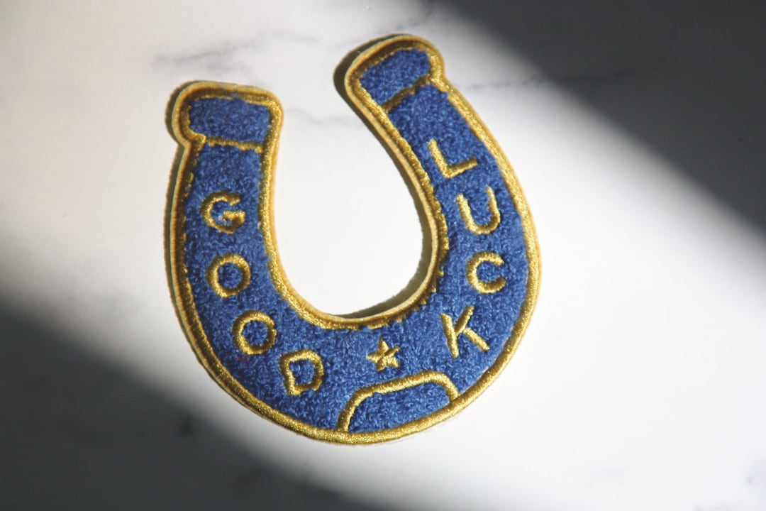Good Luck- Blue Chenille Iron on Patch - Etsy