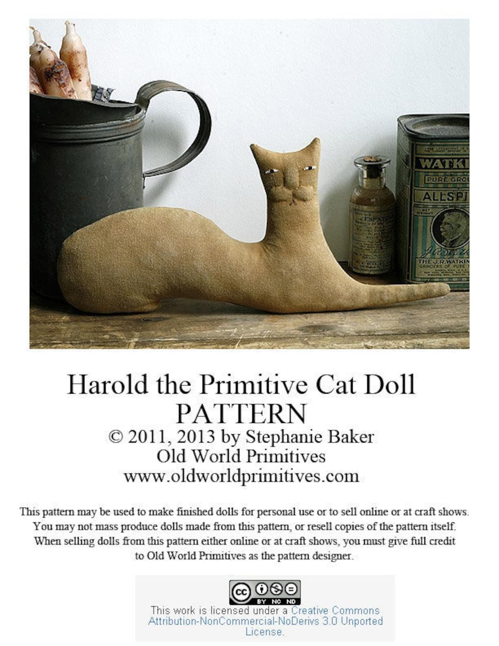 Primitive E-pattern - Harold the Primitive Cat Doll - PDF File Digital ...